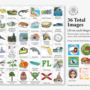Florida Bingo Cards - 50 PRINTABLE Unique Cards You Download Instantly ...