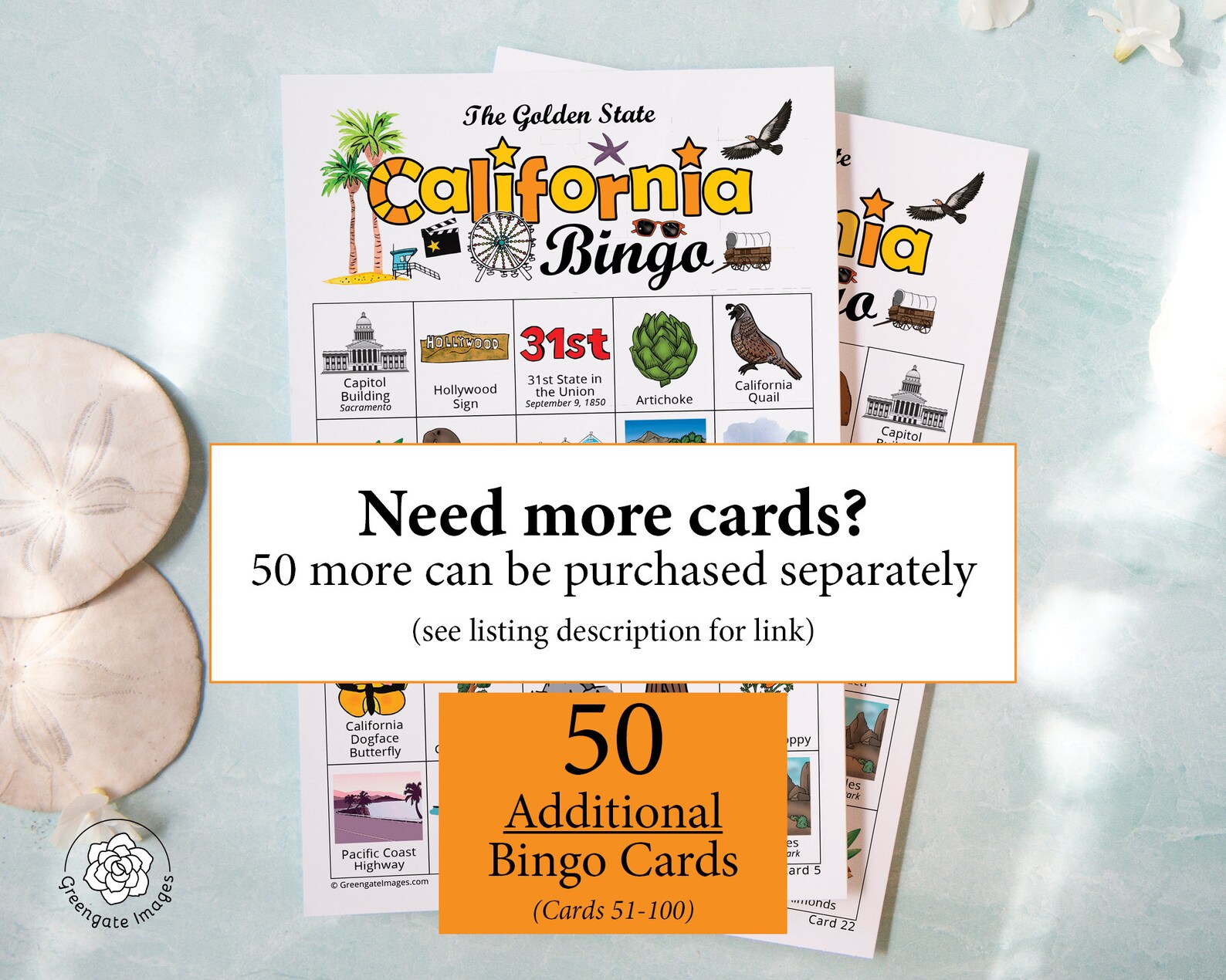 California Bingo - 50 PRINTABLE Unique Cards You Download Instantly ...