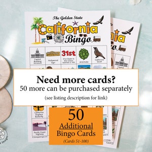 California Bingo - 50 PRINTABLE Unique Cards You Download Instantly ...