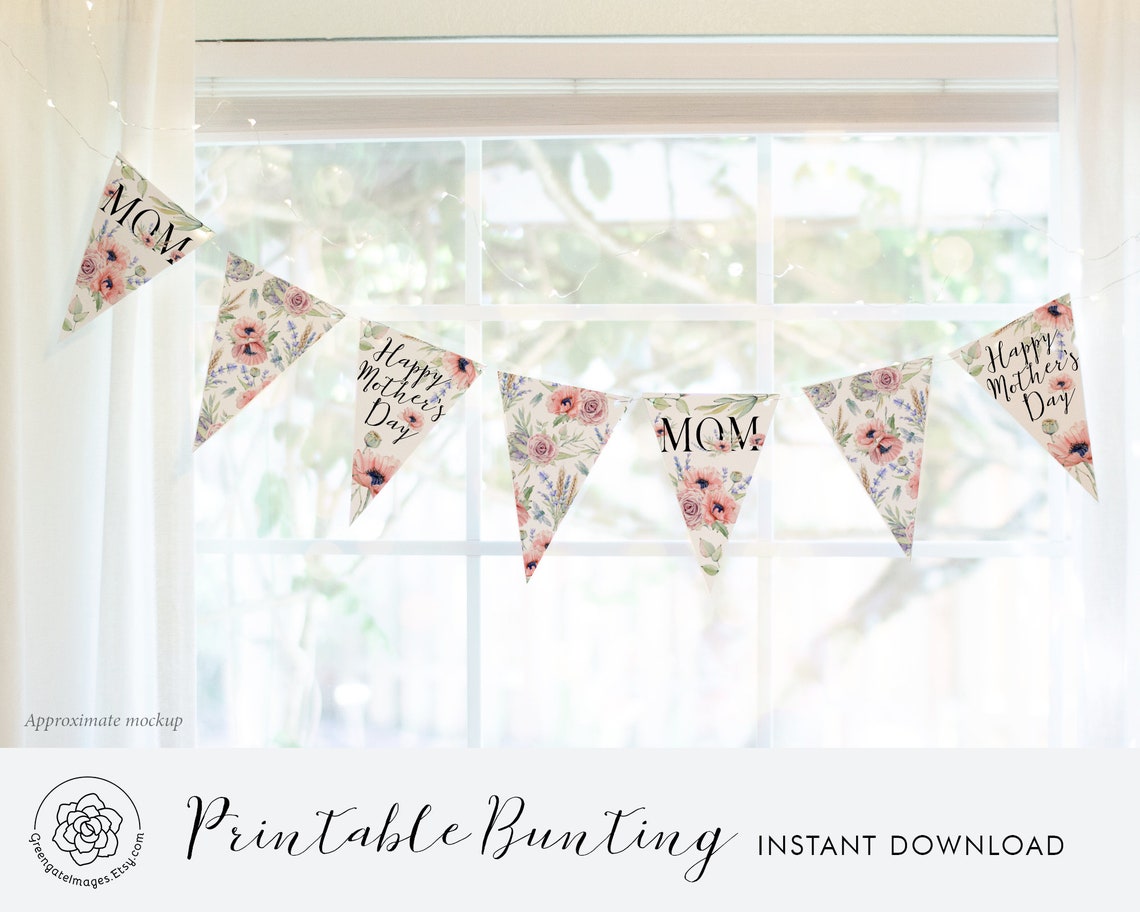 Mother's Day Bunting - PRINTABLE Floral Banner PDF. Mom's/mum's ...