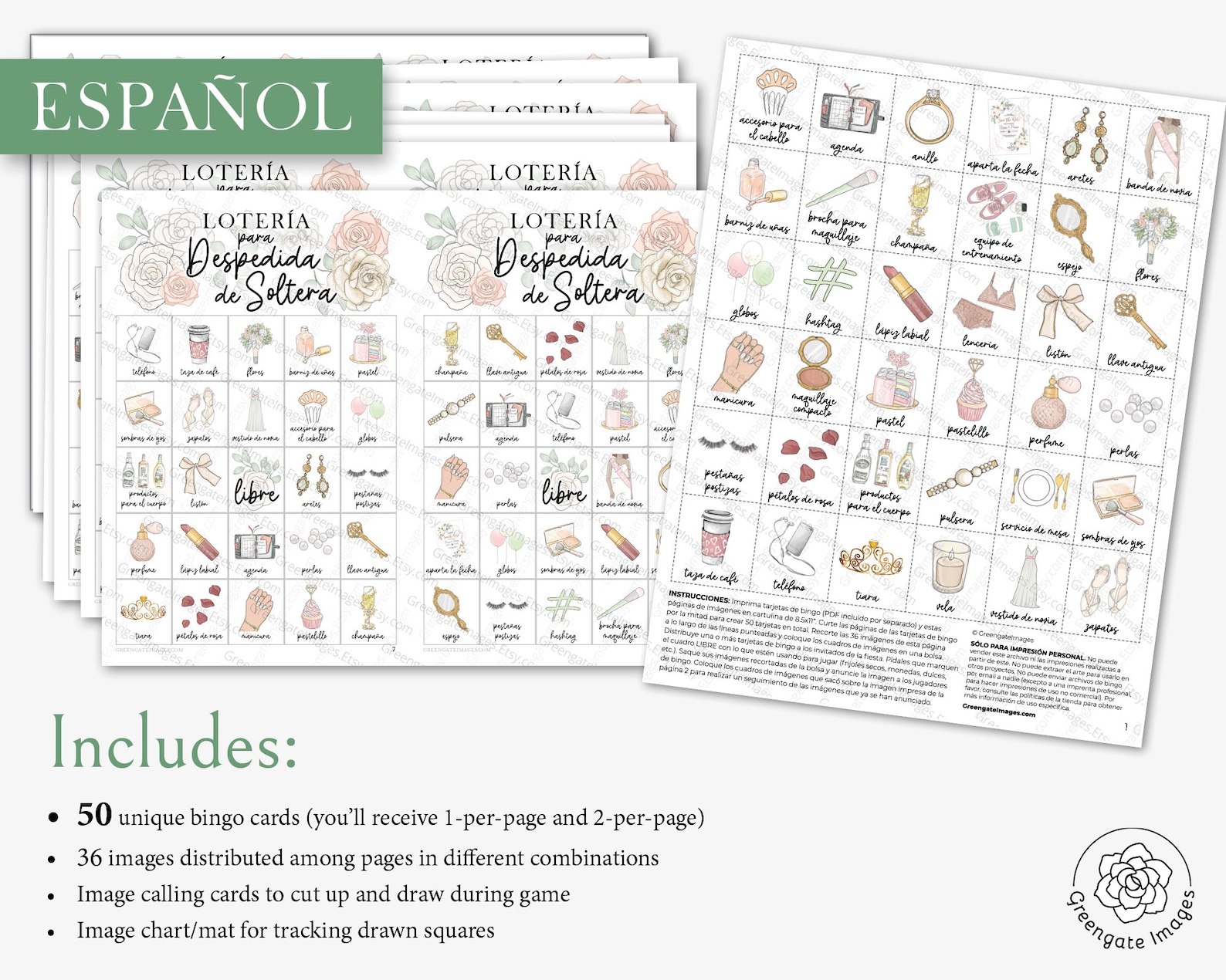 Lotería Para Despedida De Soltera 50 PRINTABLE Bingo Cards - Etsy