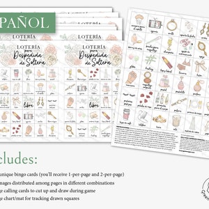 Lotería Para Despedida De Soltera - 50 PRINTABLE Bingo Cards, Spanish ...
