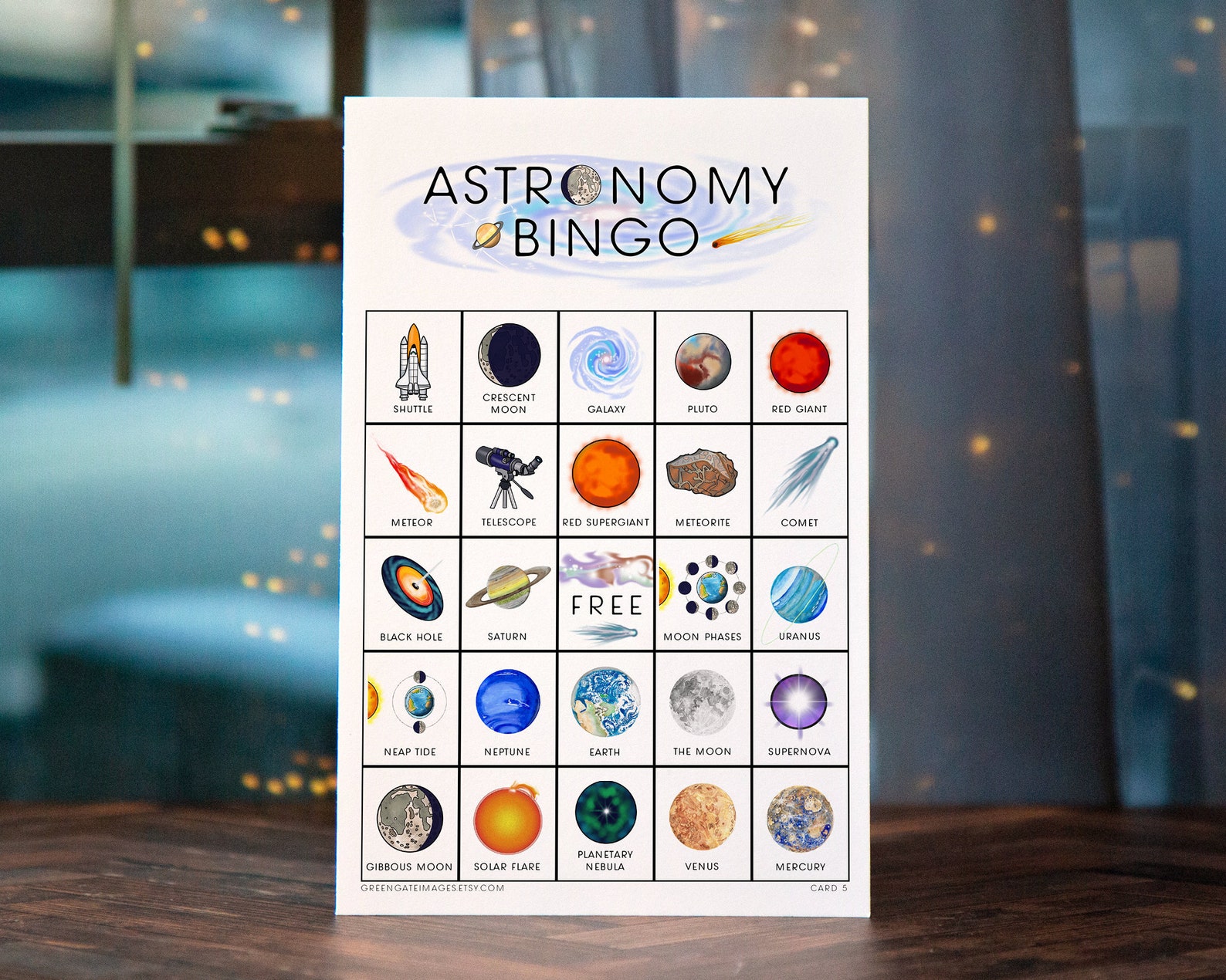 Astronomy Bingo Cards: Printable Bingo Cards, 50 Cards, Kids Game ...
