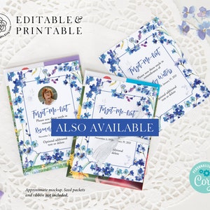 Forget-me-not Gift Tags printable Gift Tag, Editable Corjl, Favor Bag ...