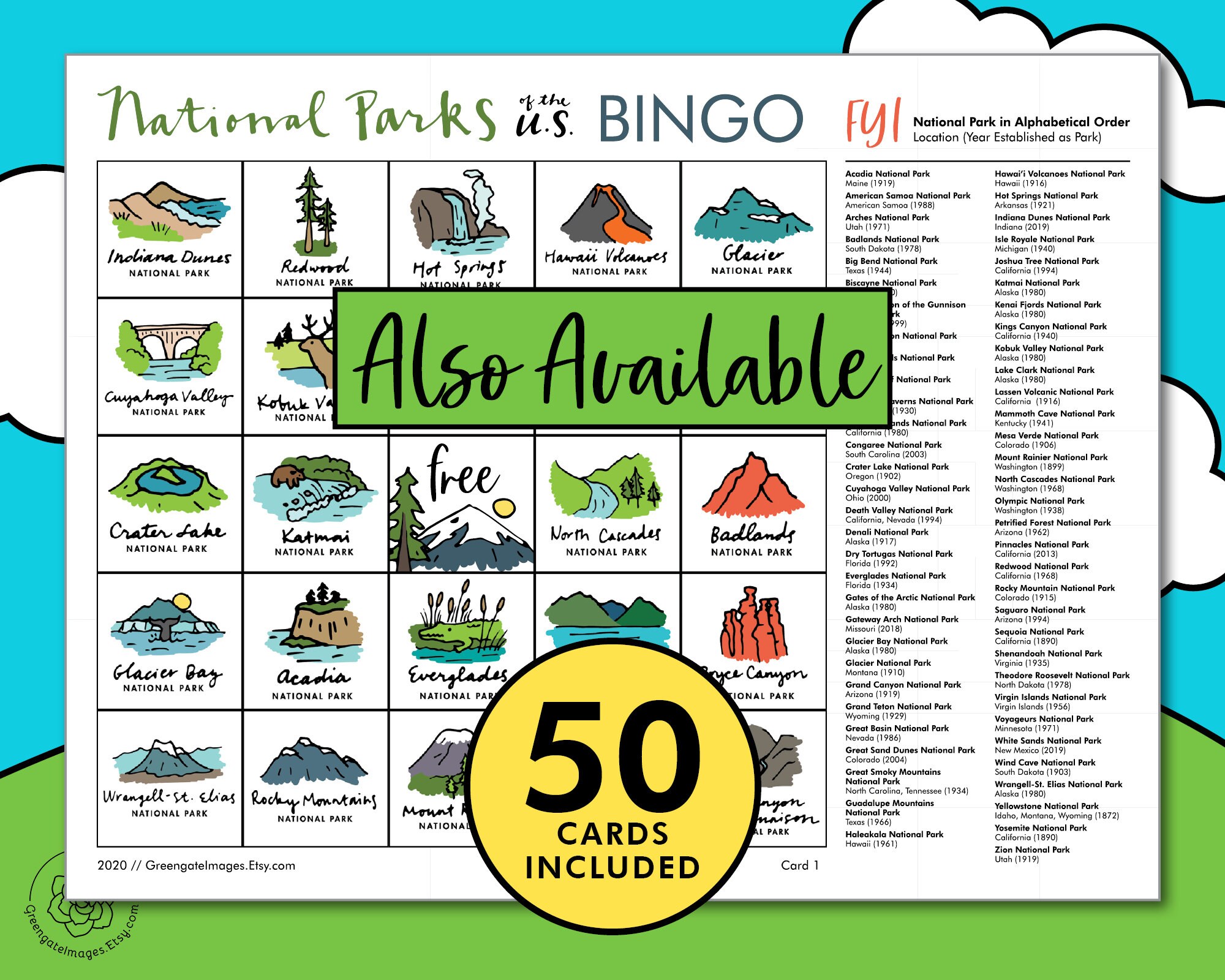 Camping Bingo: PRINTABLE 50 cards bingo pdf game party game | Etsy