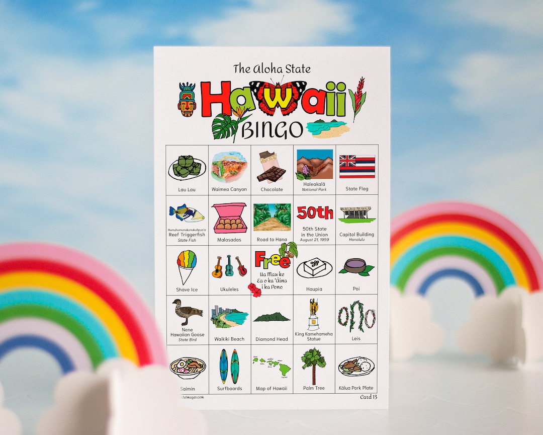 Hawaii Bingo Cards - 50 PRINTABLE Unique Cards Download Instantly. Fun ...