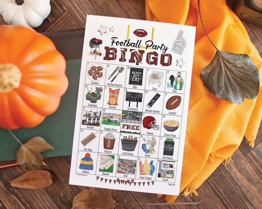 Football Party Bingo - 50 PRINTABLE Unique Cards. Instant Download PDF ...