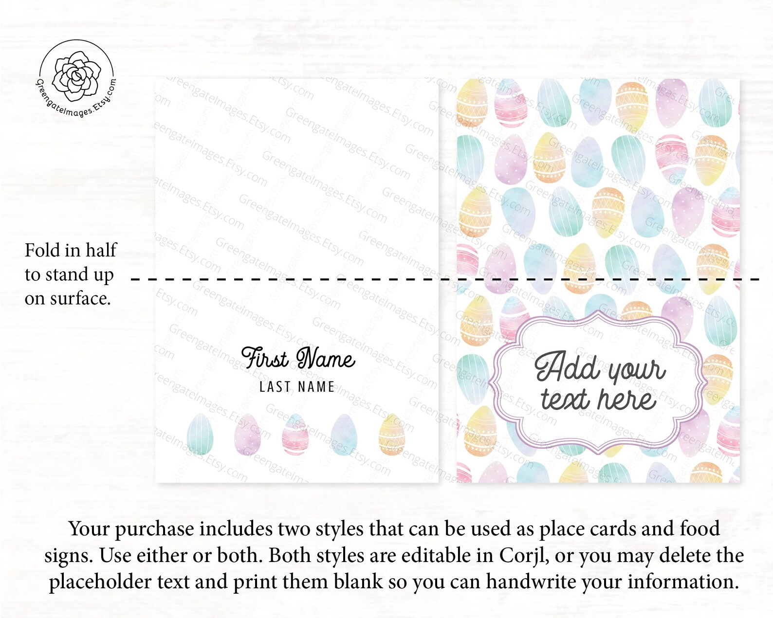 Easter Place Cards PRINTABLE Buffet Sign Editable in Corjl - Etsy