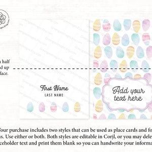 Easter Place Cards - PRINTABLE Buffet Sign, Editable in Corjl, Party ...
