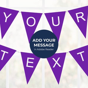 Purple Letter Banner - PRINTABLE, Editable Banner PDF. Instant Digital ...