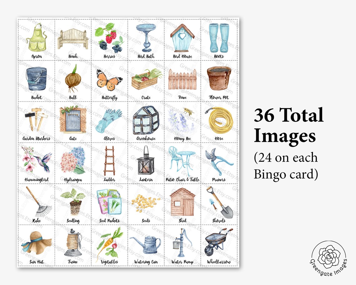 Gardening Bingo: PRINTABLE 50 Cards Bingo Pdf Game Party - Etsy