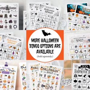 Black & White Custom Halloween Bingo 50 Printable Bingo Cards Labeled ...