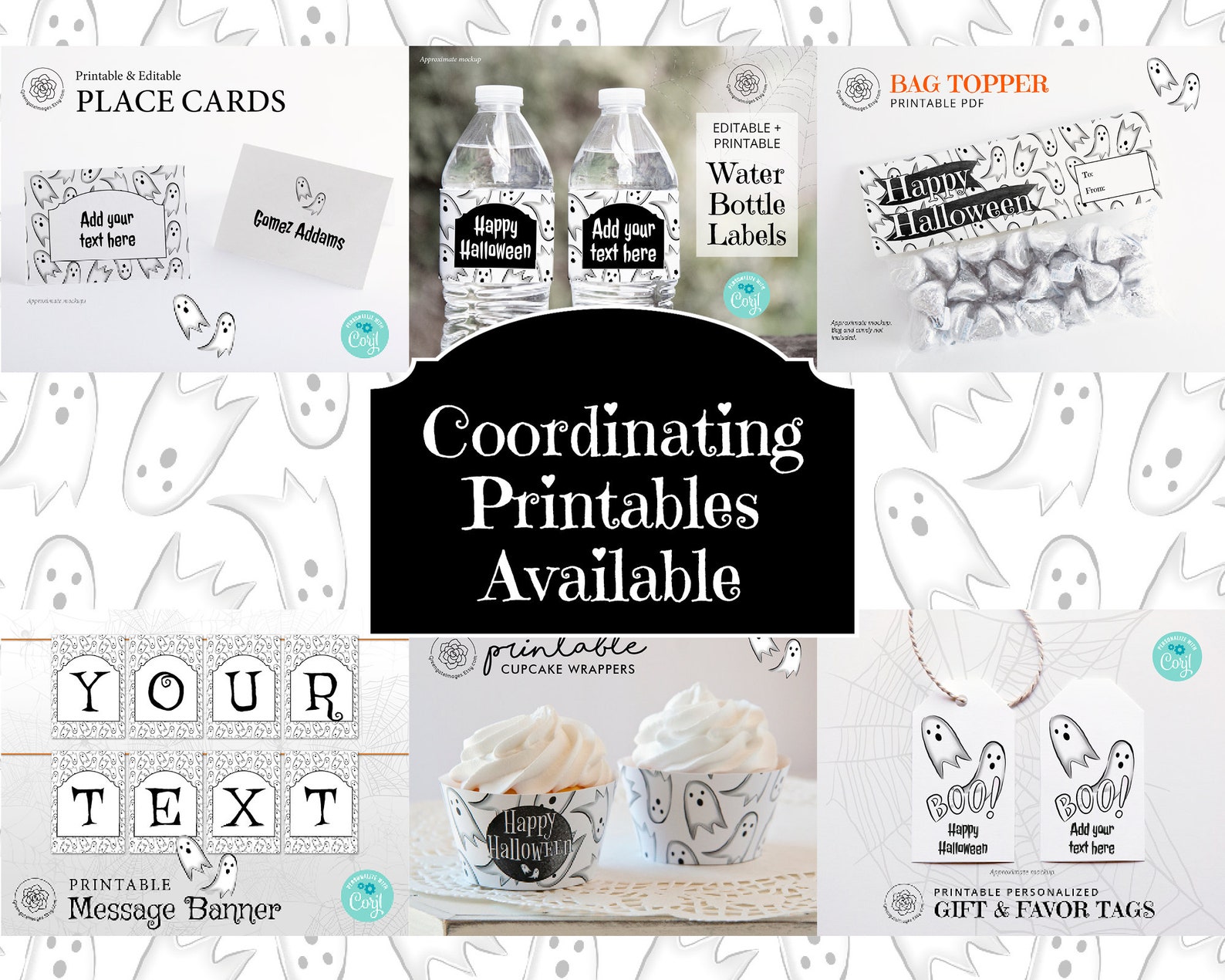 Ghosts Halloween Water Bottle Label PRINTABLE Corjl - Etsy