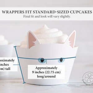 White Cat Cupcake Wrappers - PRINTABLE Cupcake Wrappers Pdf, Cute ...