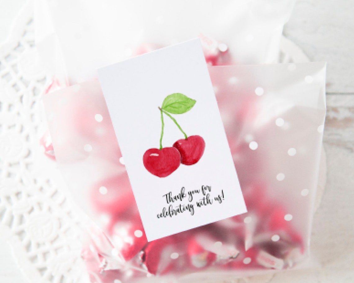 Cherry Gift Tags Printable Gift Tag Editable Corjl Favor - Etsy