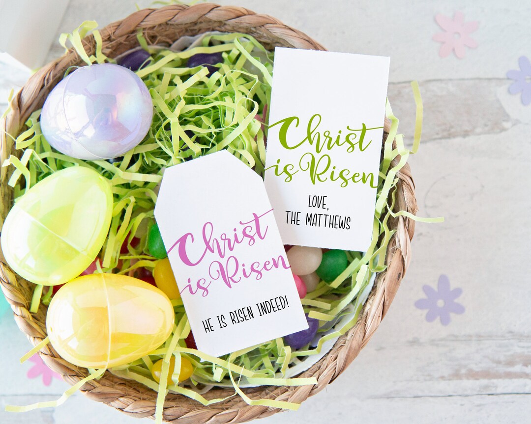 Christ is Risen Gift Tags - PRINTABLE Christian Church, Favor Hang Bag ...