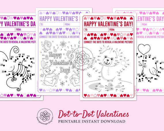 Dot-to-dot Valentines Printable Connect the Dots Kids | Etsy