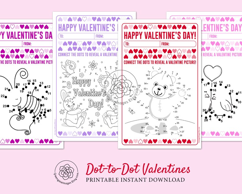 Dot-to-dot Valentines Printable Connect the Dots Kids | Etsy