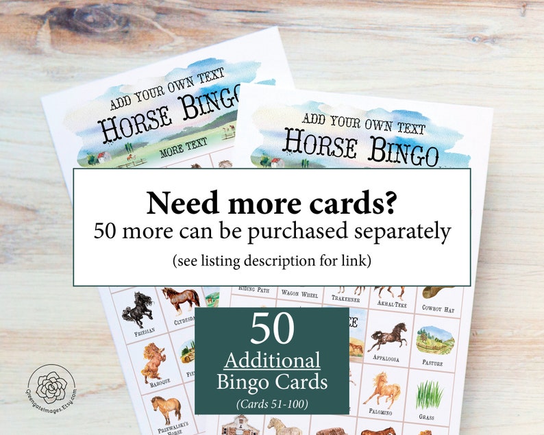 Horse Bingo: 50 Printable Bingo Cards Cowgirl Party Cowboy - Etsy