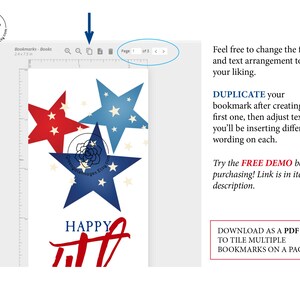 Patriotic Bookmark - Personalize Corjl, 4th of July Bookmark, Book Club ...