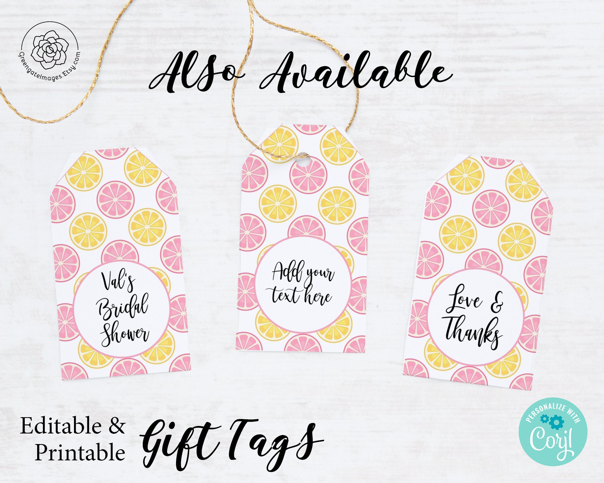 Pink Lemon Buffet Signs Printable Placecards Corjl | Etsy