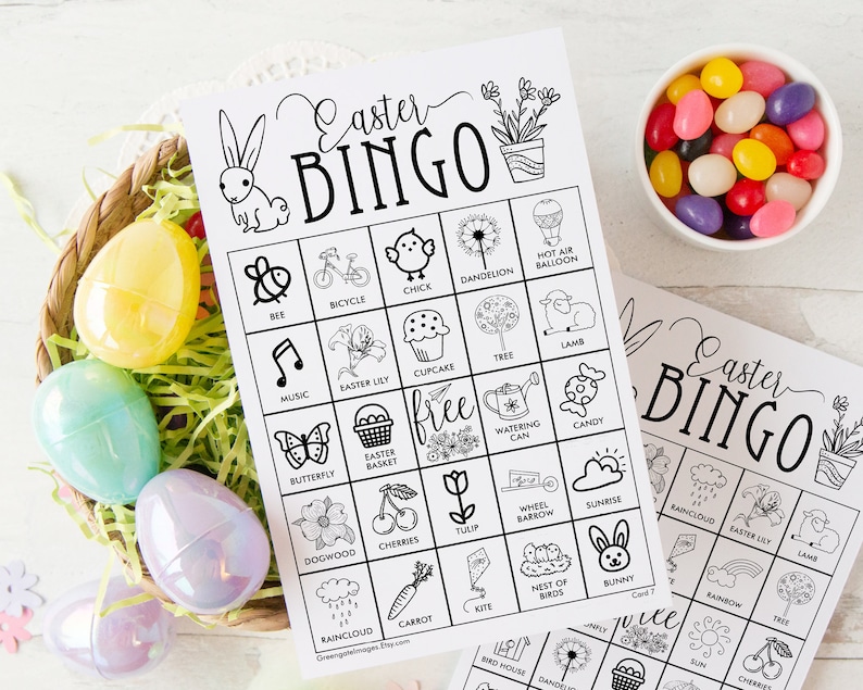 Easter Bingo Cards: Printable Bingo Cards Black and White 50 | Etsy