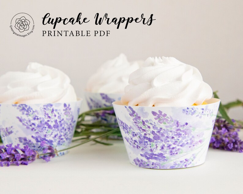 Lavender Flower Cupcake Wrapper Printable Cupcake Wrapper - Etsy