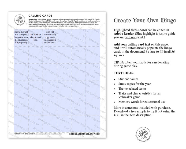 FILLABLE School Bingo Template: 50 Cards Printable Bingo Pdf, Editable ...