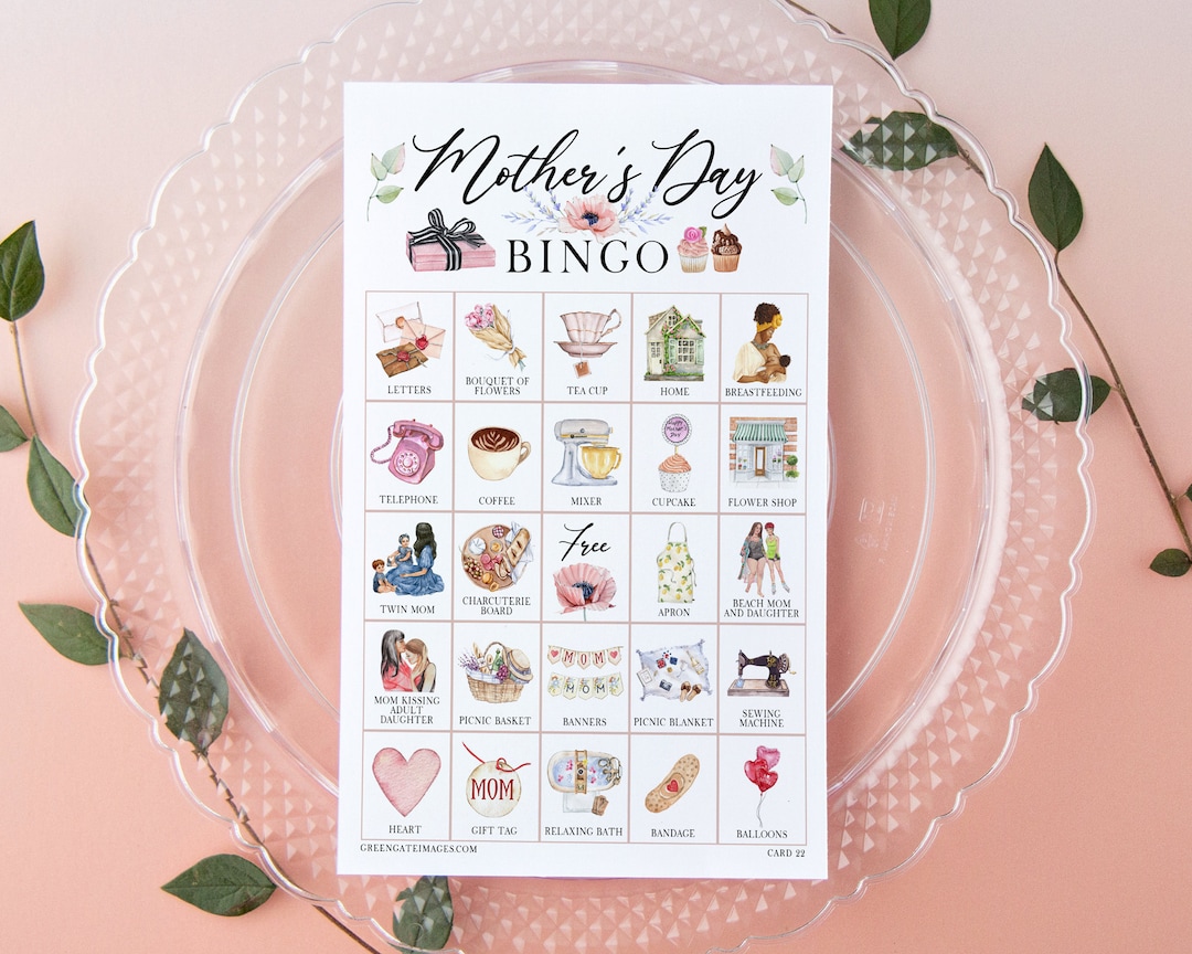 Mother's Day Bingo - 50 Printable Bingo Cards, Mom Ladies Tea Party ...