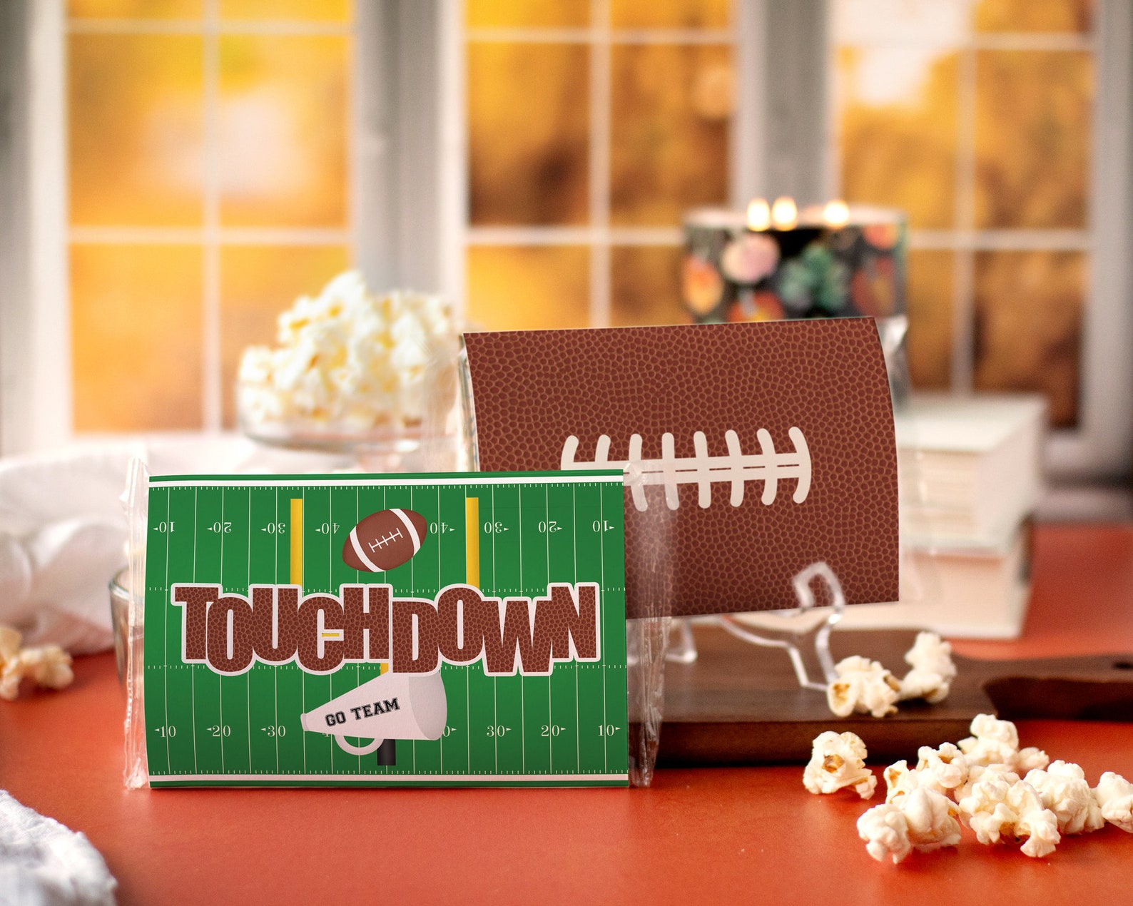 Football Popcorn Wrapper Duo - PRINTABLE Microwave Popcorn Wrapper That ...