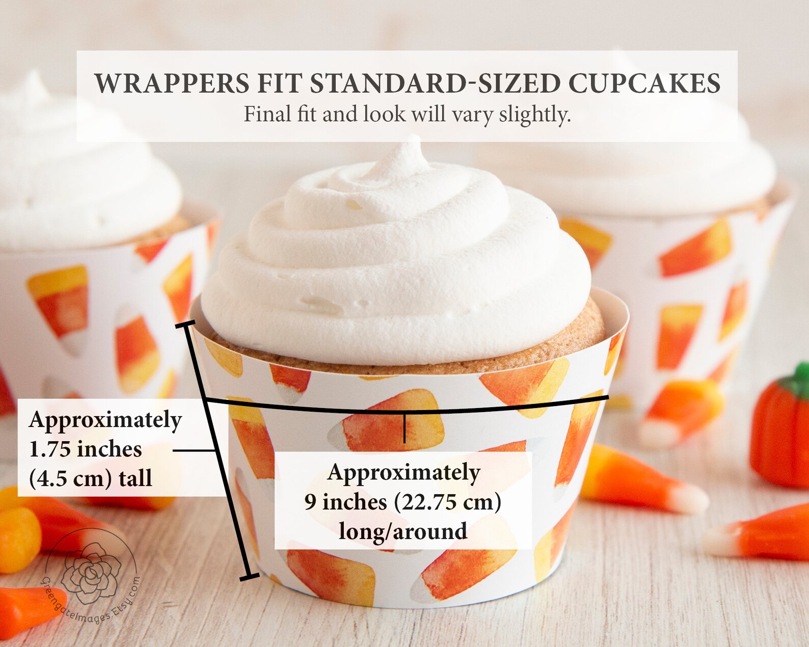 Printable Candy Corn Cupcake Wrappers - Instant Download Halloween ...