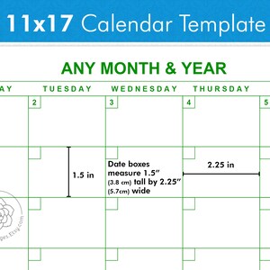 11x17" Editable Calendar Templates - Landscape Calendars, Set of ...