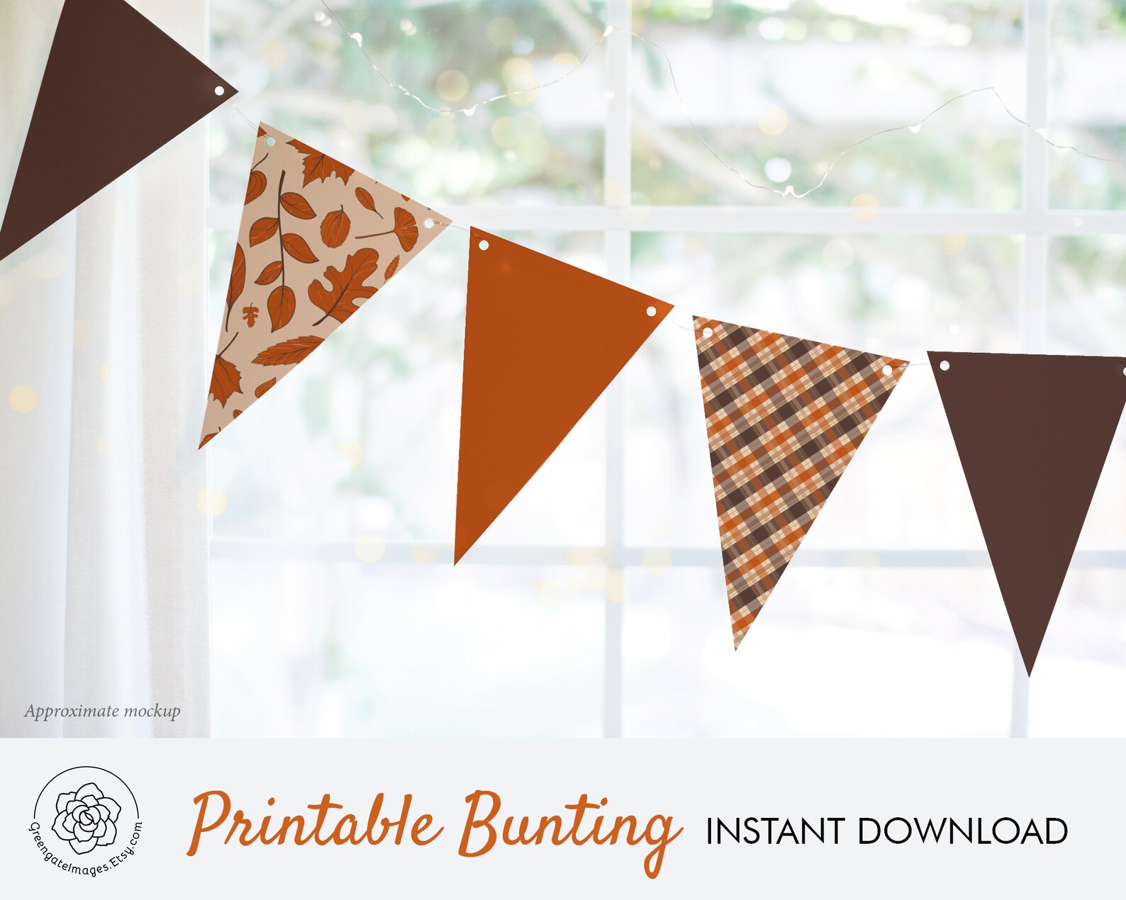 Fall Bunting PRINTABLE Banner With Mixed Prints in Orange - Etsy