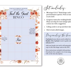 FILLABLE Bingo Template - 50 PRINTABLE Bingo Cards Pdf. Editable ...