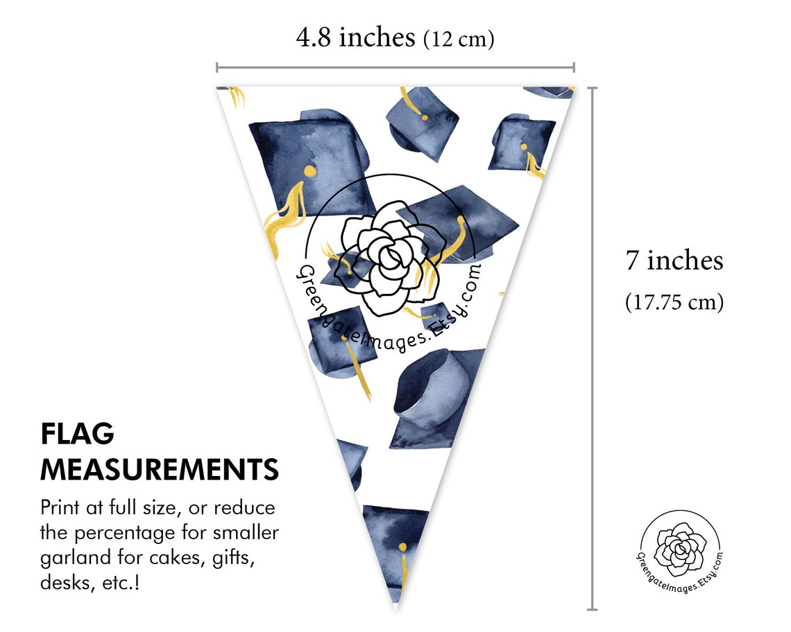 Navy Blue Graduation Bunting PRINTABLE Graduation Cap - Etsy