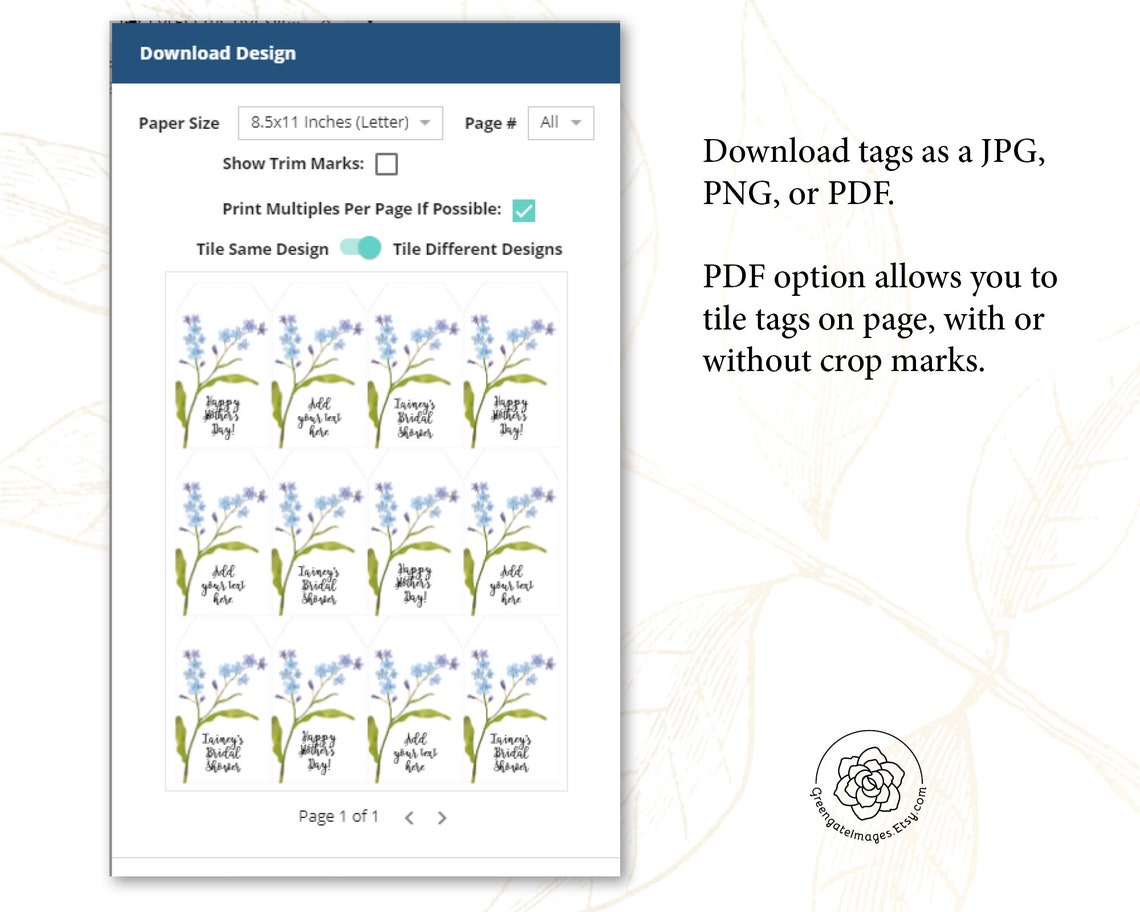 Forget-me-not Gift Tags printable Gift Tag Editable Corjl | Etsy