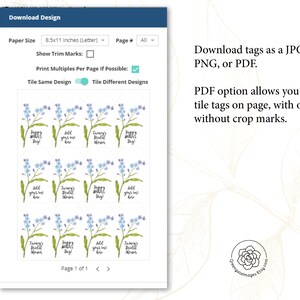 Forget-me-not Gift Tags printable Gift Tag, Editable Corjl, Favor Bag ...