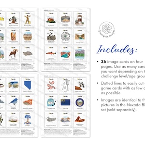 Nevada Memory Game - PRINTABLE Downloadable Activity PDF. Matching Game ...