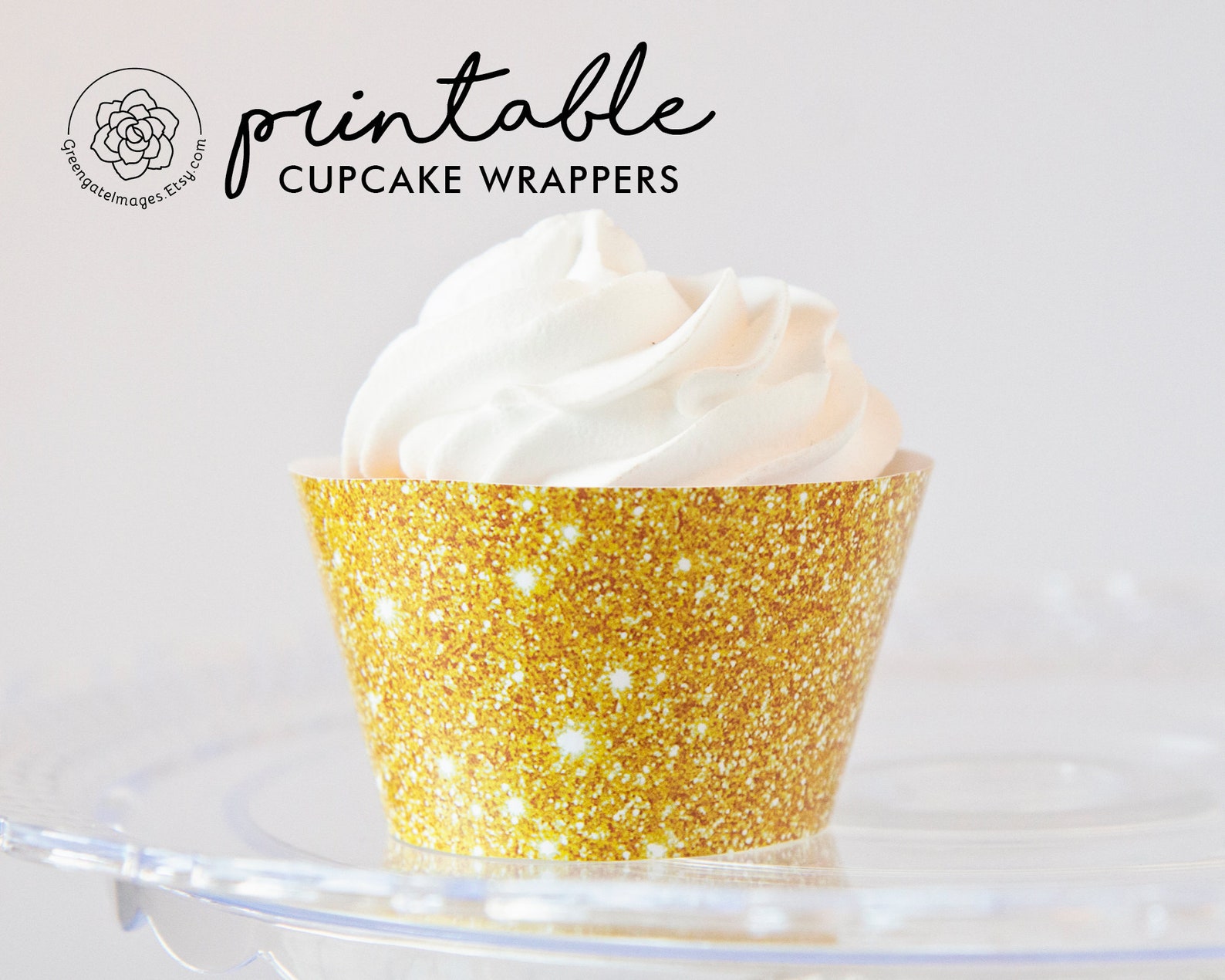 PRINTABLE Gold Glitter Cupcake Wrappers glittery design | Etsy