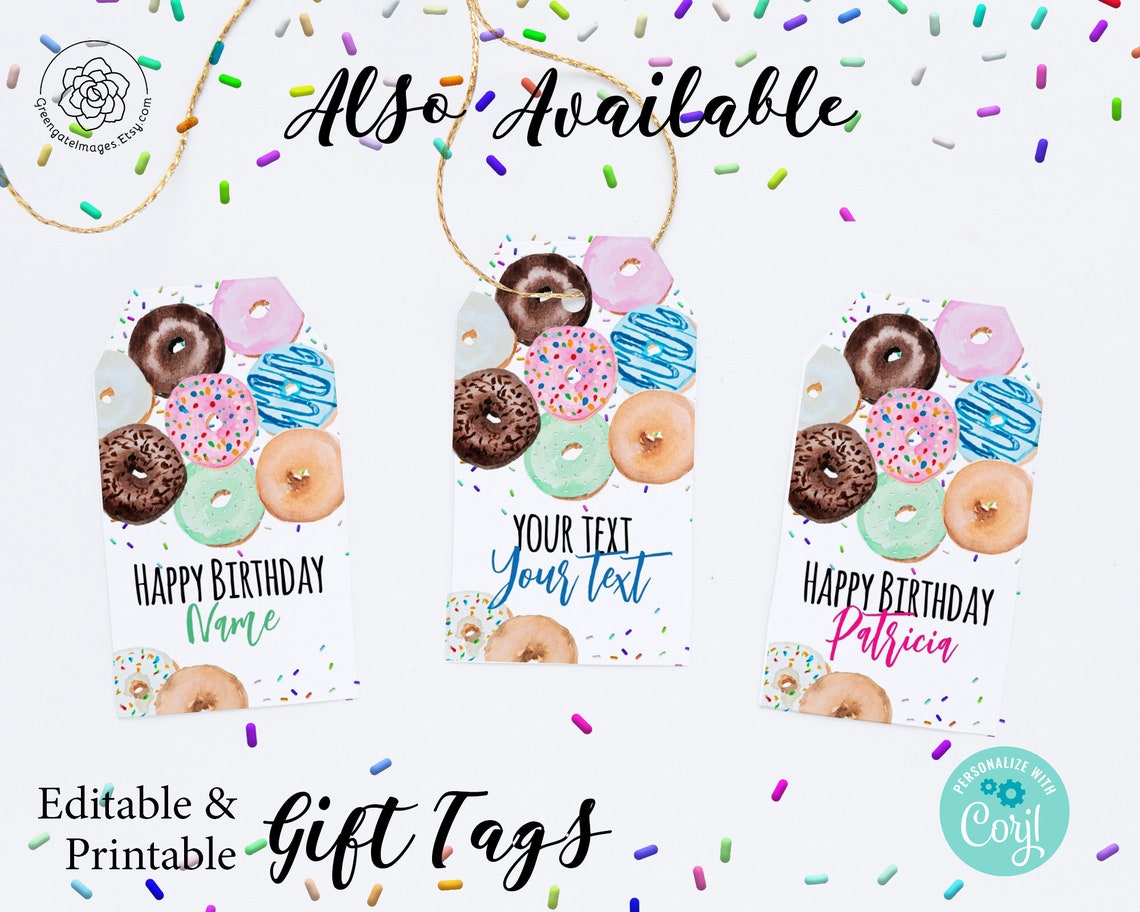 Krispy Kreme Gift Tags Printable Gift Tag Editable Corjl - Etsy