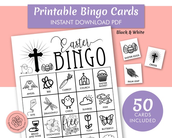 Easter Bingo Cards: 50 printable bingo cards Christian | Etsy