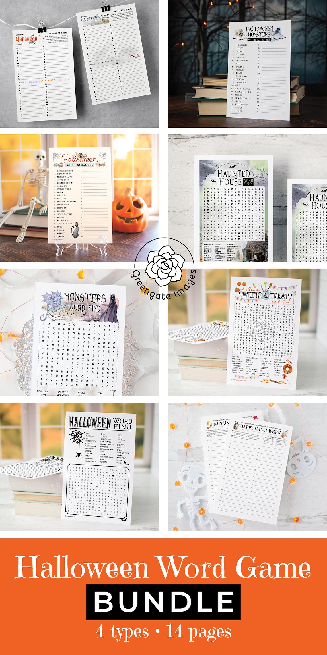 Halloween Word Game Bundle - PRINTABLE Instant Digital Download Pdfs ...