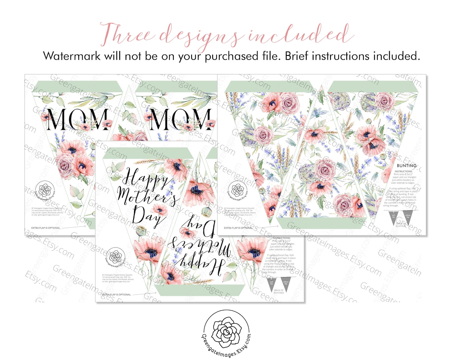 Mother's Day Bunting PRINTABLE Floral Banner for - Etsy