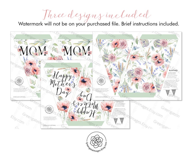 Mother's Day Bunting PRINTABLE Floral Banner for - Etsy