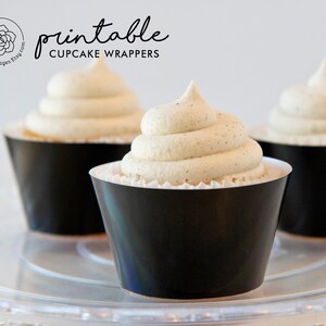 Solid Black Cupcake Wrapper - Printable Instant Download, Standard ...