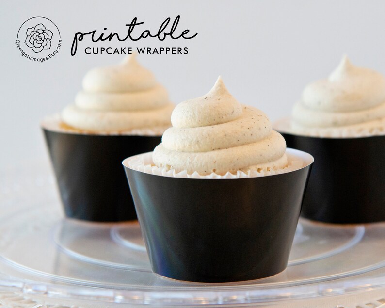 Solid Black Cupcake Wrapper - Printable Instant Download, Standard ...
