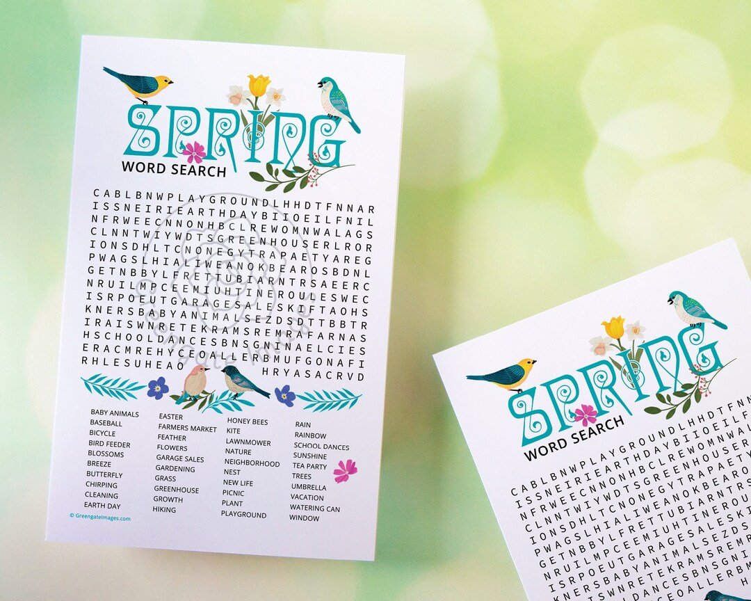Spring Word Search - PRINTABLE Downloadable Activity. Fun Word Find for ...