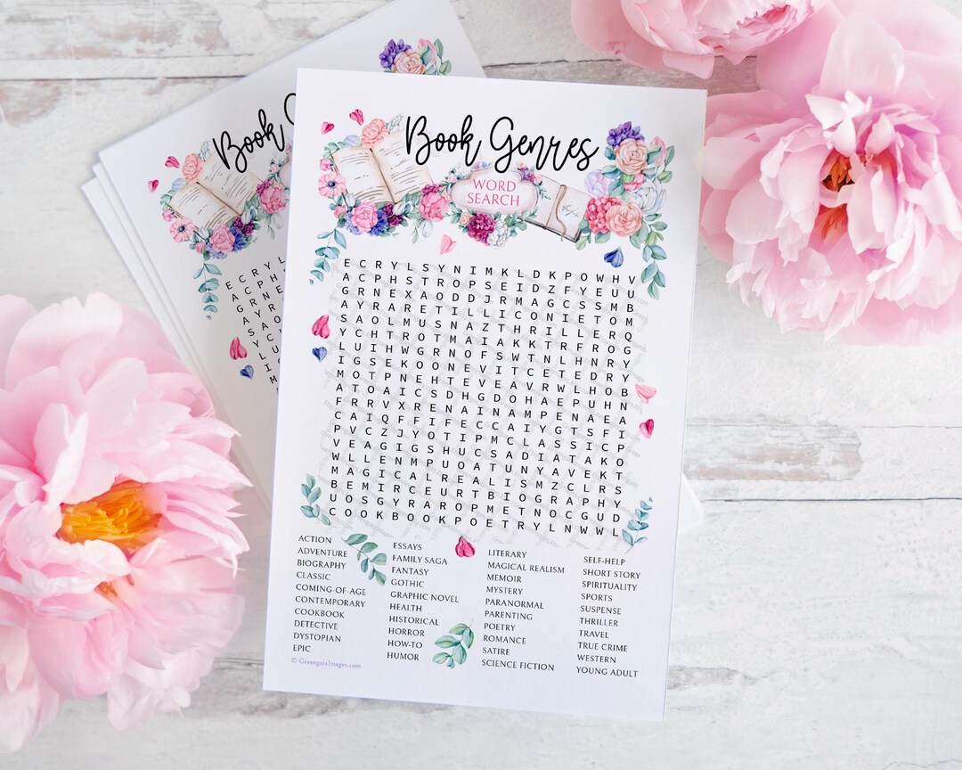 Book Genres Word Find - PRINTABLE Downloadable Activity. Search for ...