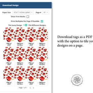 Red Graduation Cap Gift Tags - PRINTABLE Editable Corjl, Favor Bag Tag ...
