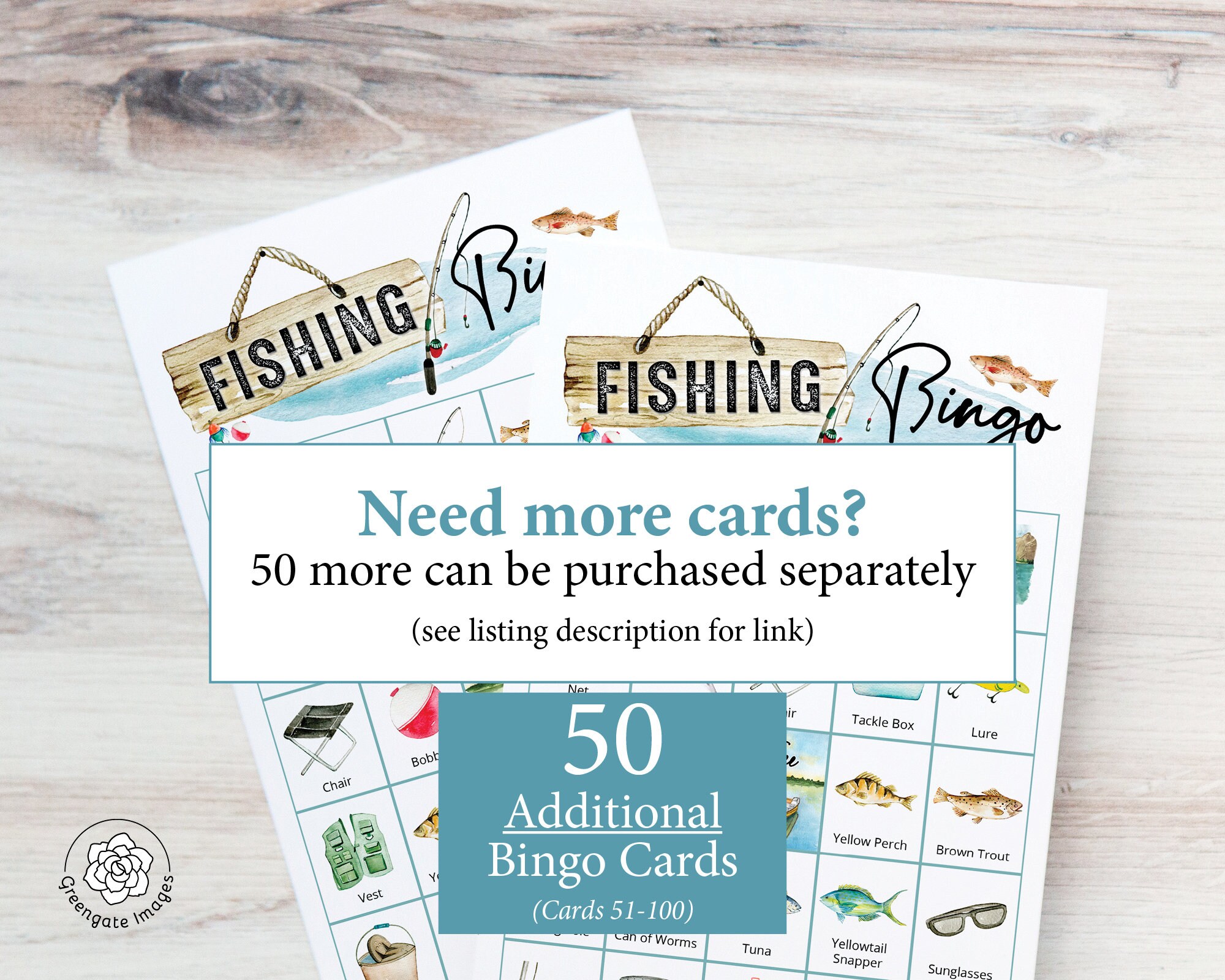 Fishing Bingo: PRINTABLE 50 Cards, Bingo Pdf Game, Party Game Ideas ...